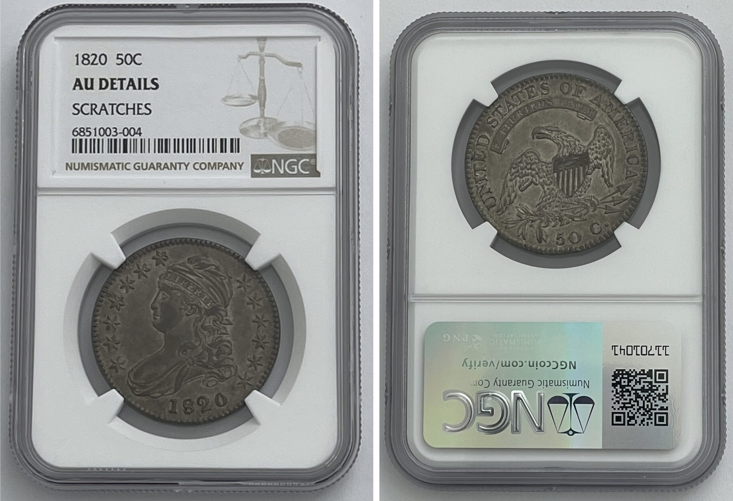 1820 Bust Half Dollar 50C NGC AU Details